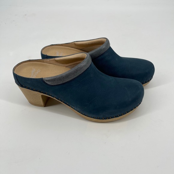 Dansko | Shoes | Dansko Sammy Navy Blue Nubuck Suede Gray Trim Wooden ...